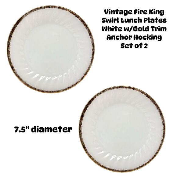 Anchor Hocking | Kitchen | Vintage Fire King Swirl Lunch Plates White ...